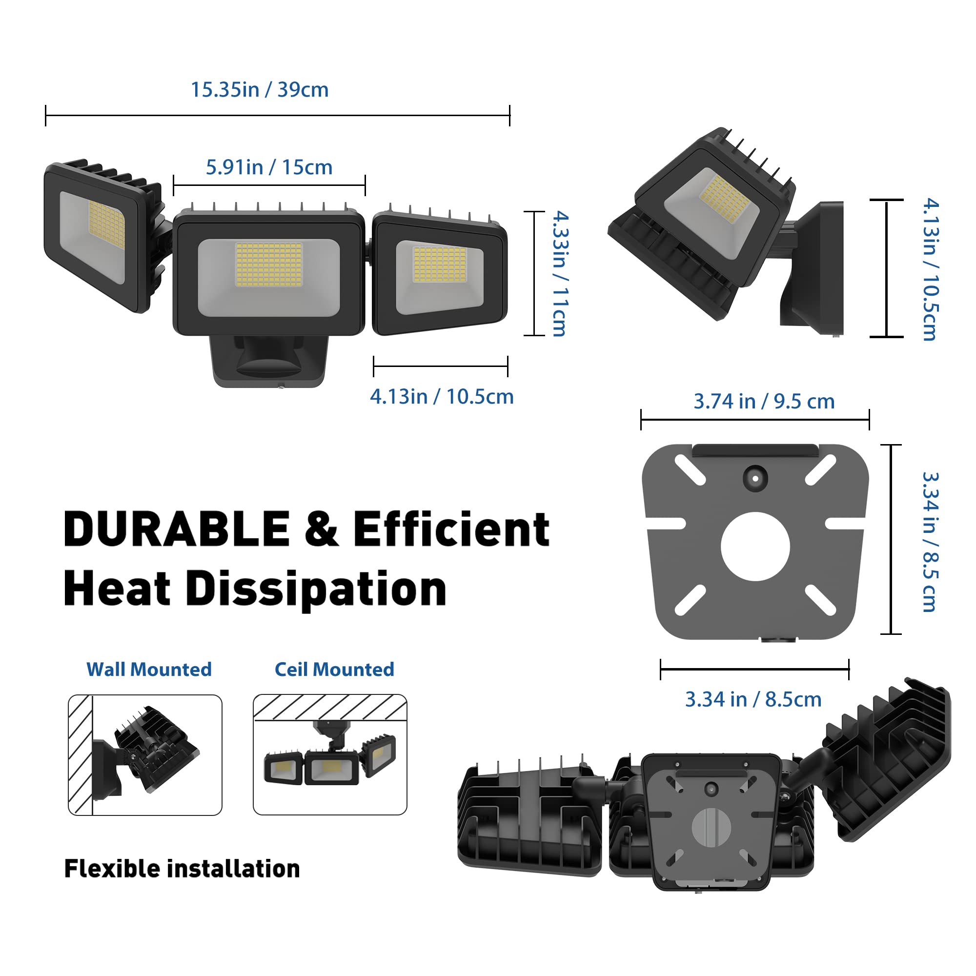 kelinvmi LED Flood Lights Outdoor 120W, 12000lm LED Security Light, High Brightness 4500K Warm White Light with IP66 Waterproof Exterior Floodlights for Yard, Garden,Playground