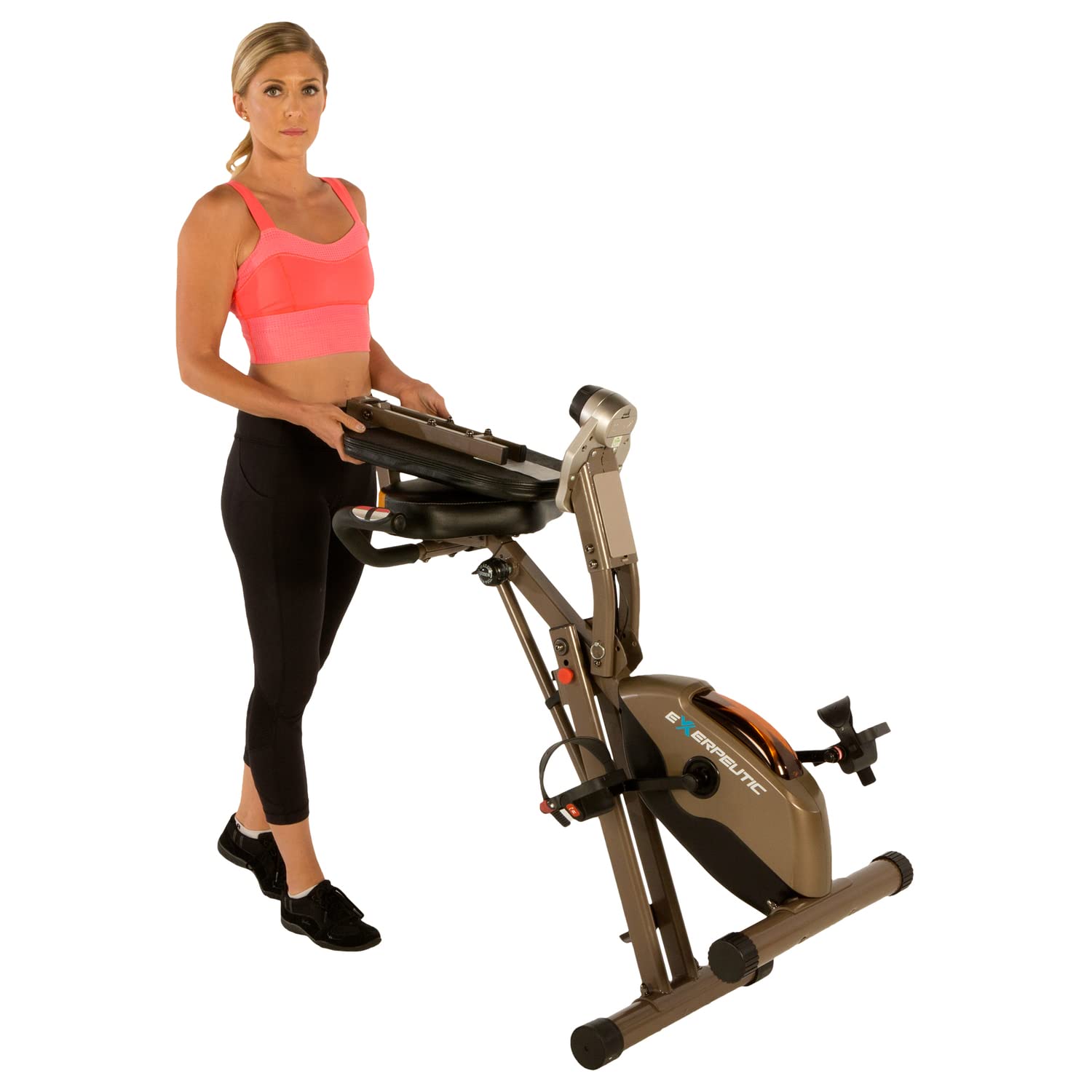 Exerpeutic Gold 525XLR Folding Recumbent Exercise Bike, 400 lbs