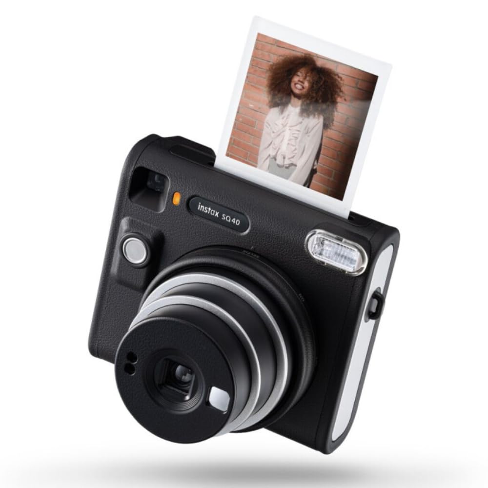 Fujifilm Instax Square SQ40 Instant Film Camera Bundle with Fujifilm Instax Square Black Film | 20 Exposures + Microfiber Cleaning Cloth (3 Items)
