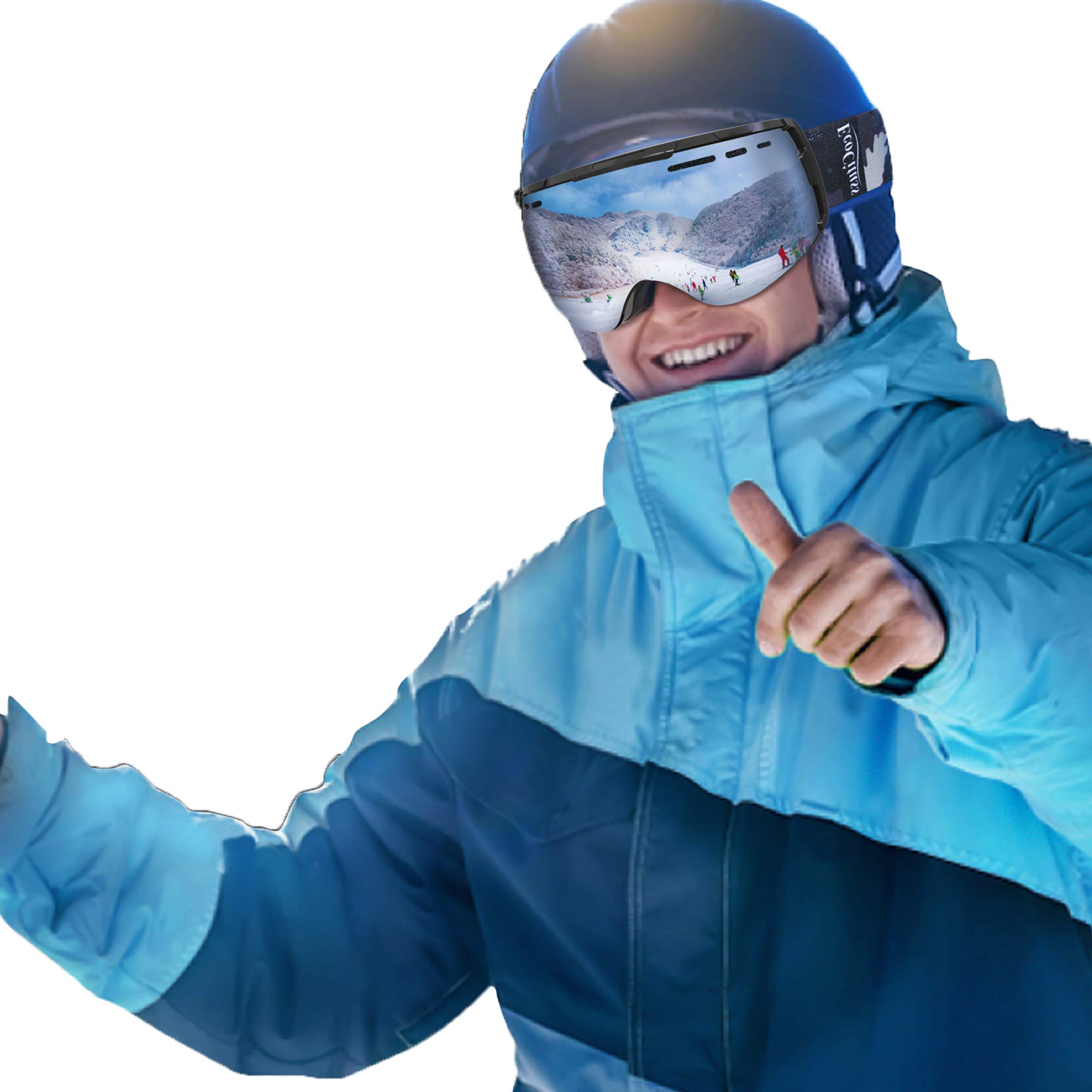 ECOCITUSS OTG Ski Goggles - Over Glasses Ski/Snowboard Goggles for Men, Women & Youth - 100% UV Protection