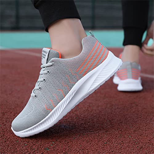 FASDNENDYS Men Colorblock Mesh Lace Up Casual Shoes Comfortable Breathable Soft Sole Tops Mens Sneaker Grey