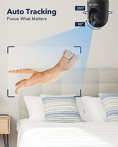 MUBVIEW Cameras for Home Security, Indoor Security Camera, 2.4G WiFi Wired Camera Ideal for Dog/Elder/Baby, Motion Tracking, Two-Way Audio, Pan Tilt, 24/7, 2K Night Vision PK320B-D