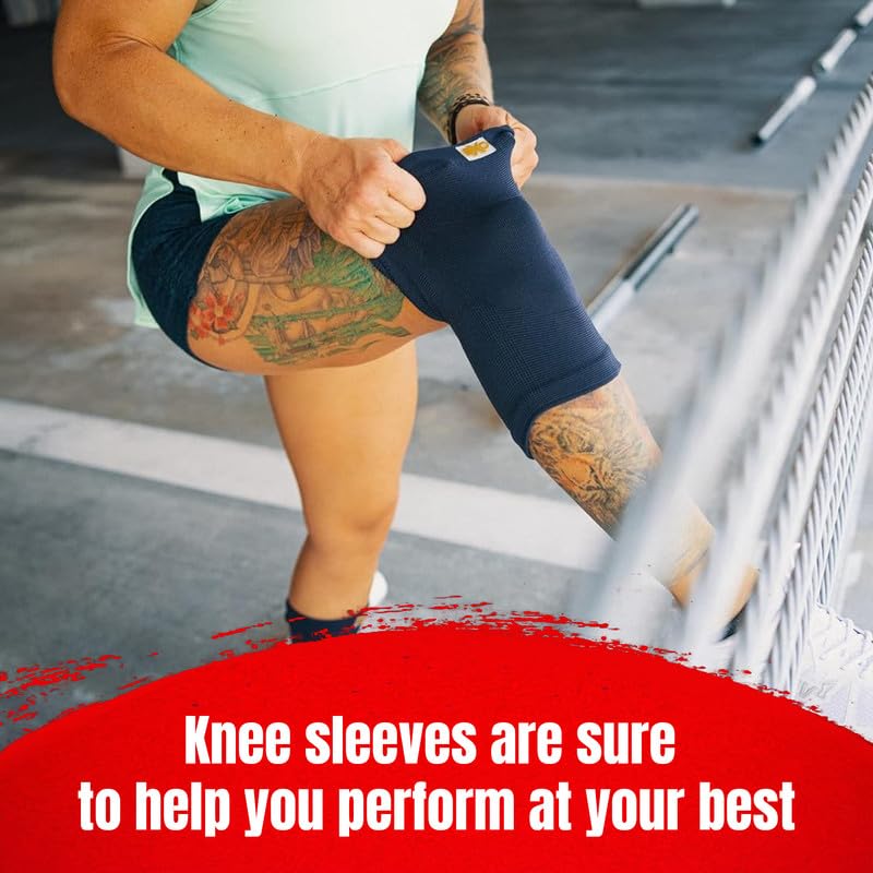 EXO Knee Compression Sleeves, Neoprene Sleeves for Women and Men, High-Performance Knee Compression Support for Squats, Weight Lifting, Powerlifting, Workout - Suitable for Joints, & Arthritis Pain