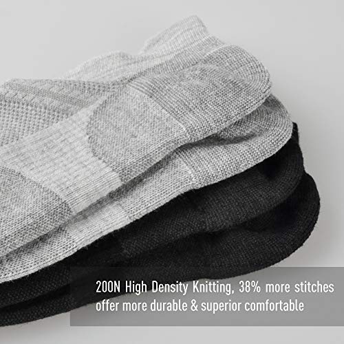 ECOEY Ultimate No Show Merino Wool Performance Athletic Running Socks for Men and Women (Light Grey 4P, 9-11)