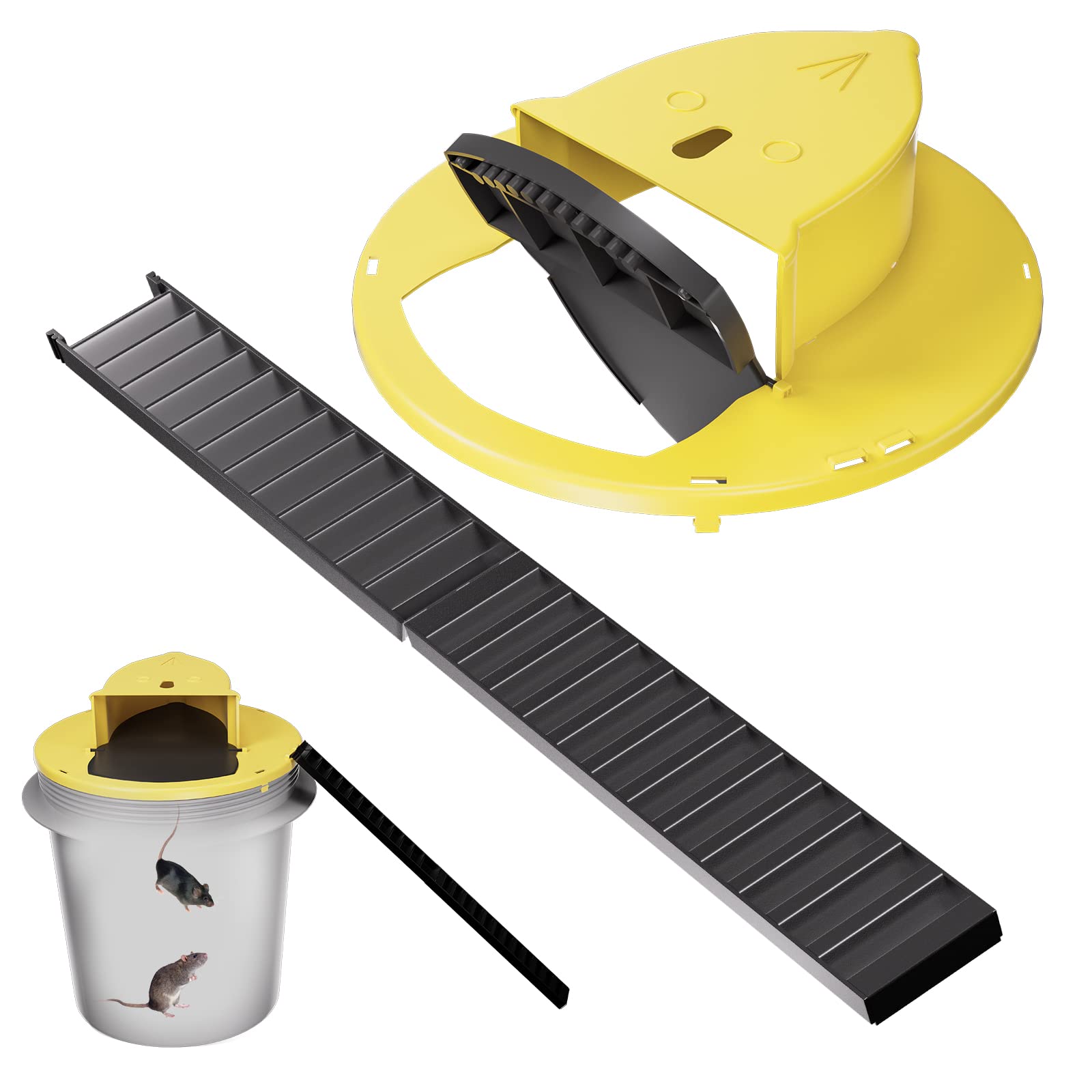 Mouse Trap Bucket - Multi-Catch, Auto-Reset, Humane or Lethal Rat Trap - Mouse Traps Indoor for Home - No Chemicals or Glue Needed - ABS Material - 5 Gallon Bucket Compatible 1pc
