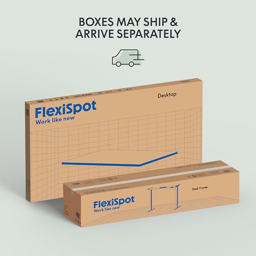 FLEXISPOT EC1 Standing Desk 55 x 28 Inches Electric Stand Up Desk Workstation, Whole-Piece Desk Board Home Office Computer Height Adjustable Desk (Black Frame + 55" Mahogany Top 2 Packages)