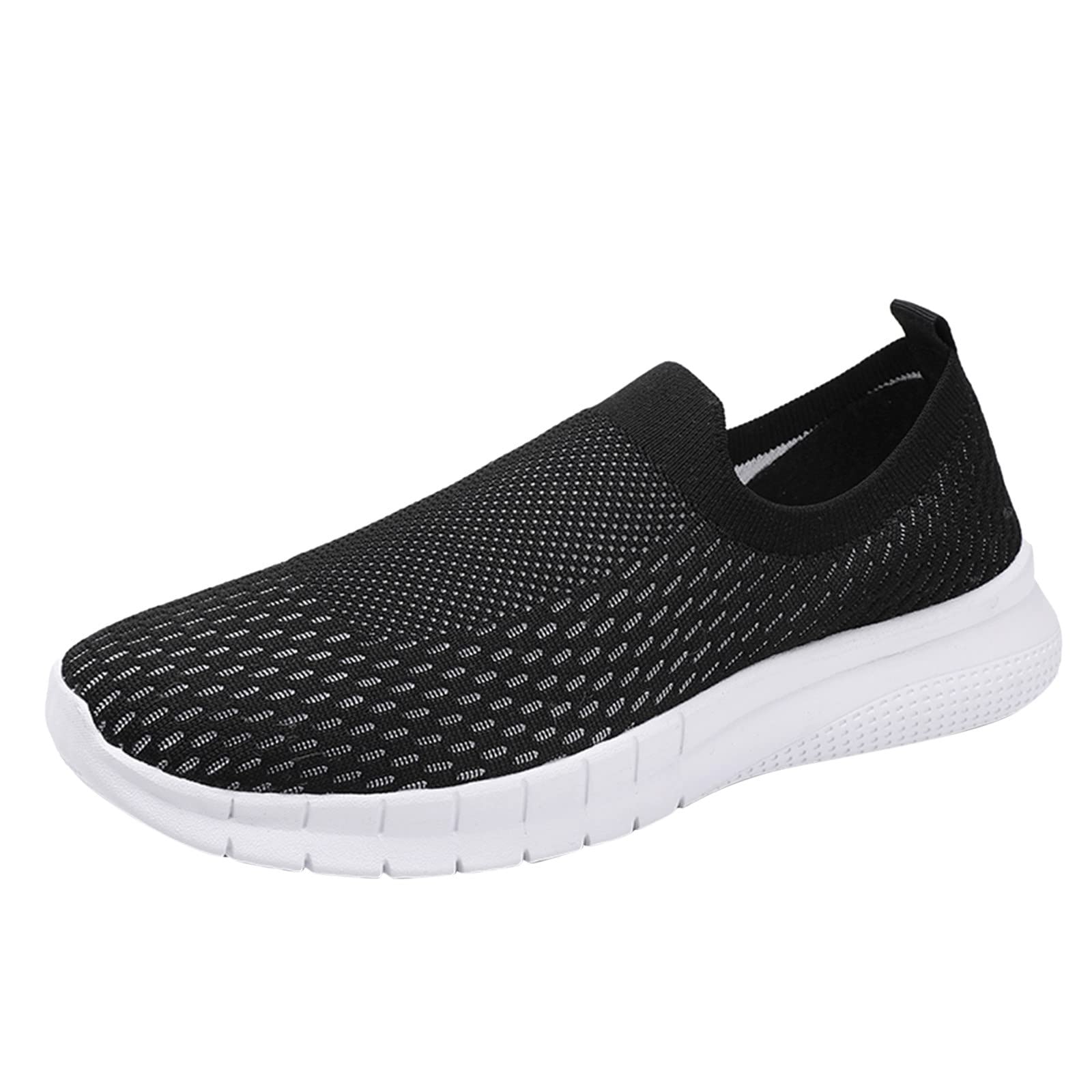 FASDNENDYS Men Solid Color Mesh Casual Shoes Comfortable Breathable Soft Sole Sneaker Laces Mens White