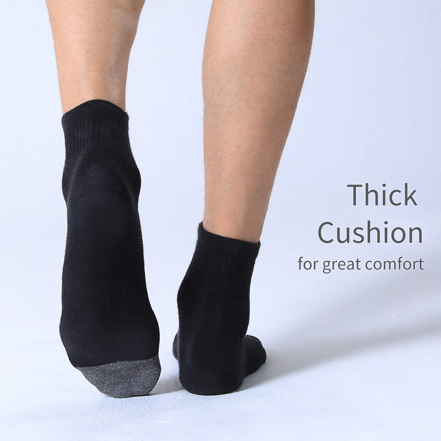 FITRELL 6 Pack Men's Athletic Ankle Socks Cushioned Sports Running Socks, Shoe Size 12-15, Black