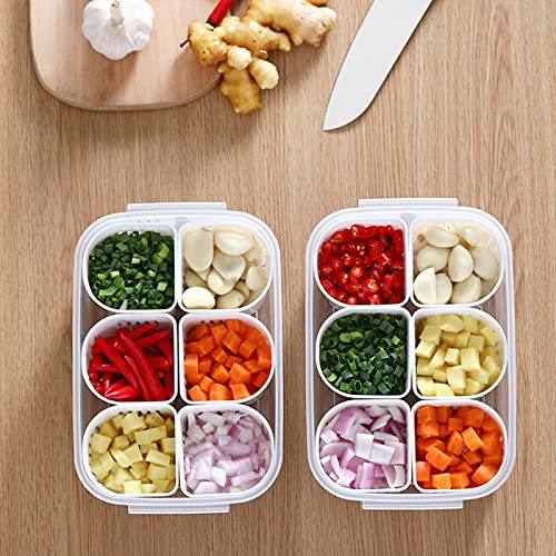 UIYIHIF Food Storage Containers with Lids Airtight 6PCS Reusable Divided Fridge Organizer Removable Individual Plastic Food Containers for Pantry Organization and Storage