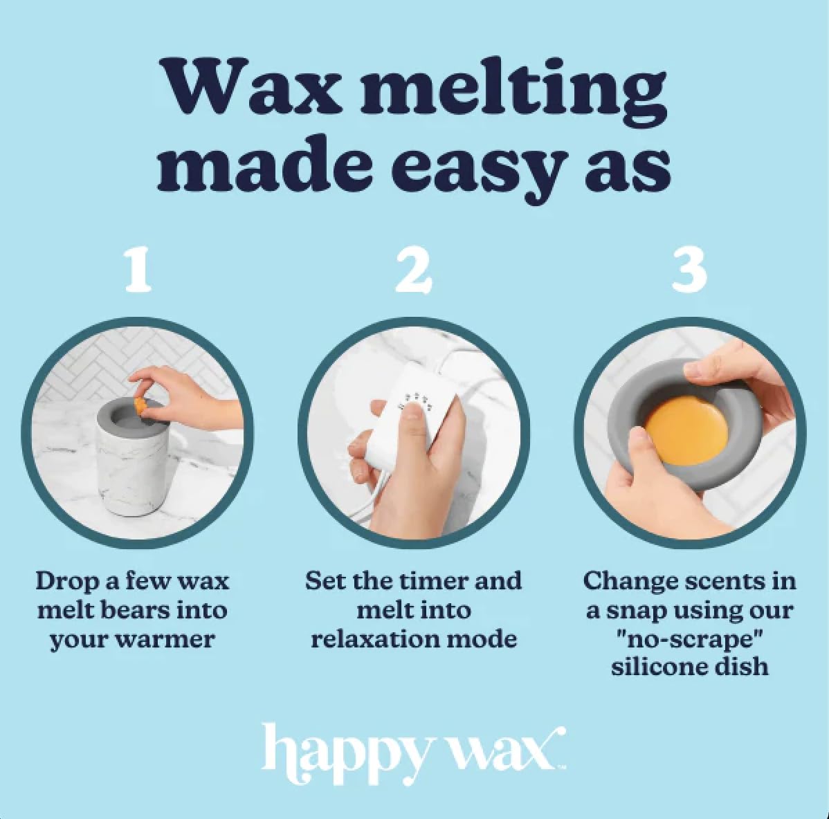 Happy Wax Amazon Exclusive Grey Linen Travel Warmer and Spa Collection Scented Wax Melts Gift Set, Includes Eucalyptus Spearmint and Lavender Chamomile