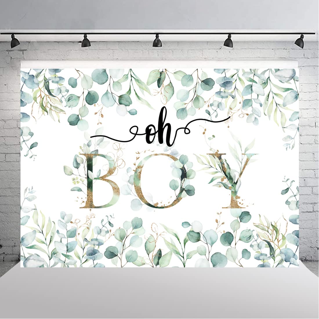 Lofaris Oh Boy Backdrop Greenery Baby Shower Baby in Bloom Eucalyptus Leaves Baby Shower Party Decorations Botanical Photography Background 7x5ft