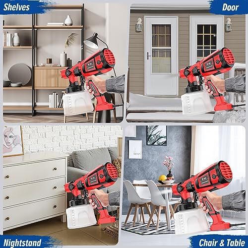 Pokk Paint Sprayer, 700W HVLP High Power Electric Spray Paint Gun,6 Copper Nozzles & 3 Spray Patterns, Paint Sprayers for Home Interior and Exterior, Furniture, Cabinets, Fence, Doors, Walls, FJ1828