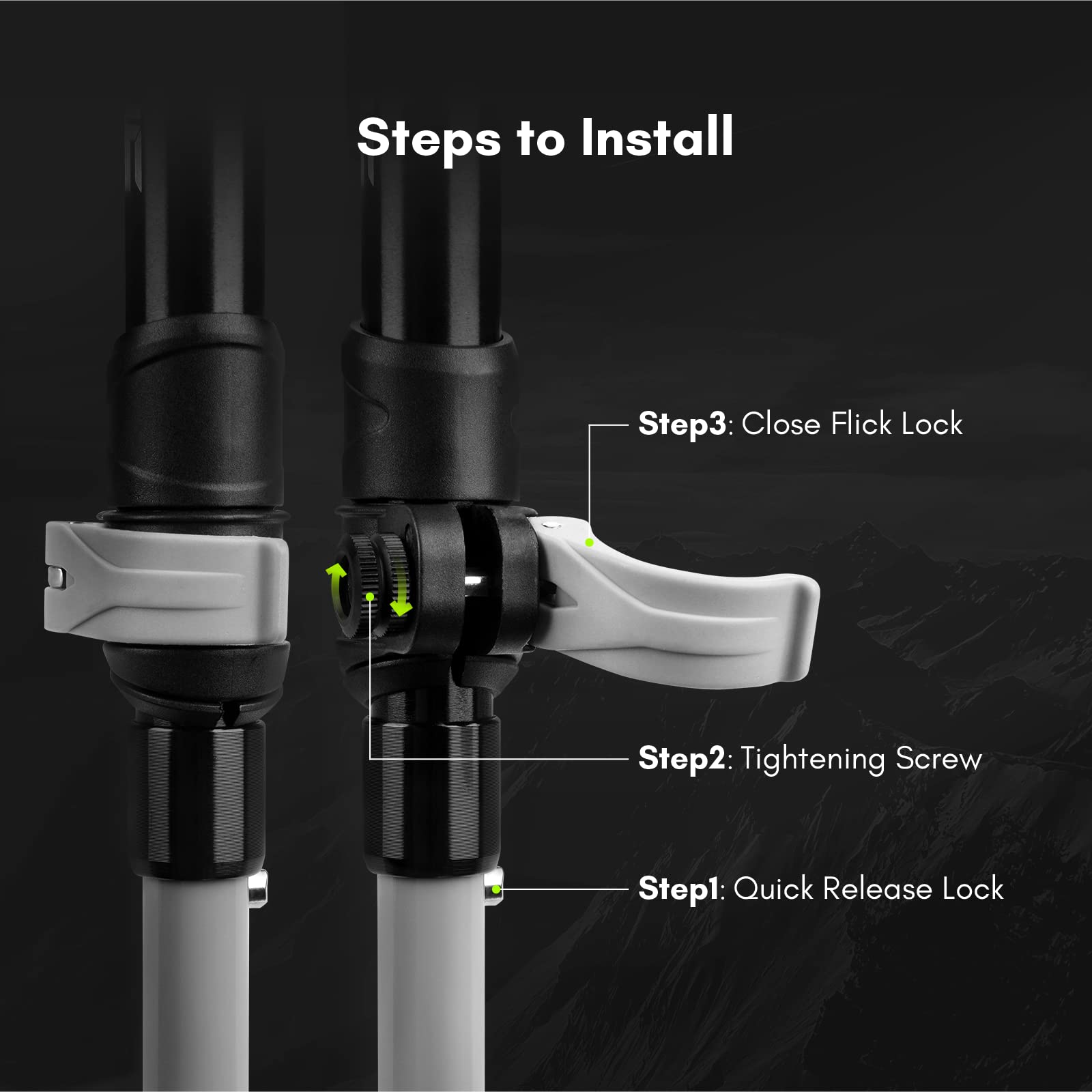 Extremus Collapsible Trekking Poles for Hiking, Lightweight Hiking Poles, 2-pc Pack Durable Aluminum Adjustable Walking Sticks with Quick Lock System for Camping, Travel, Seniors, Men, Women