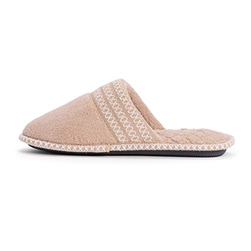 MUK LUKS womens Women's Cathy Micro Chenille Closed Toe Slipper, Honey Wheat, Medium US