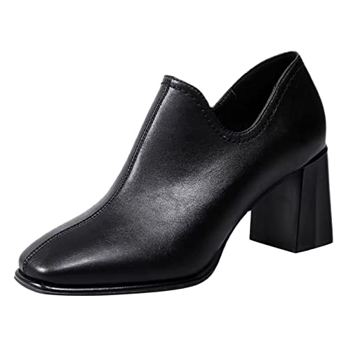 FASDNENDYS Side Zipper Asymmetric Boots Ladies Fashion Solid Color Leather Shoes Side Zipper Chunky Boots for Women 10 Black
