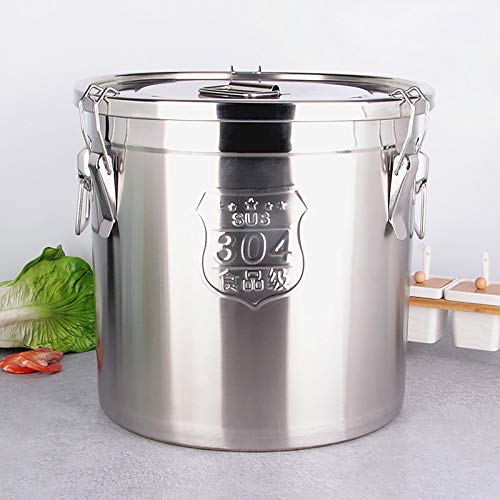 SanBouSi Stainless Steel Canister Rice Bucket Airtight Canister with Lids, 304 Stainless Steel Metal Food Storage Containers Kitchen Canisters for Rice, Flour, Grain, Coffee Bean 12L