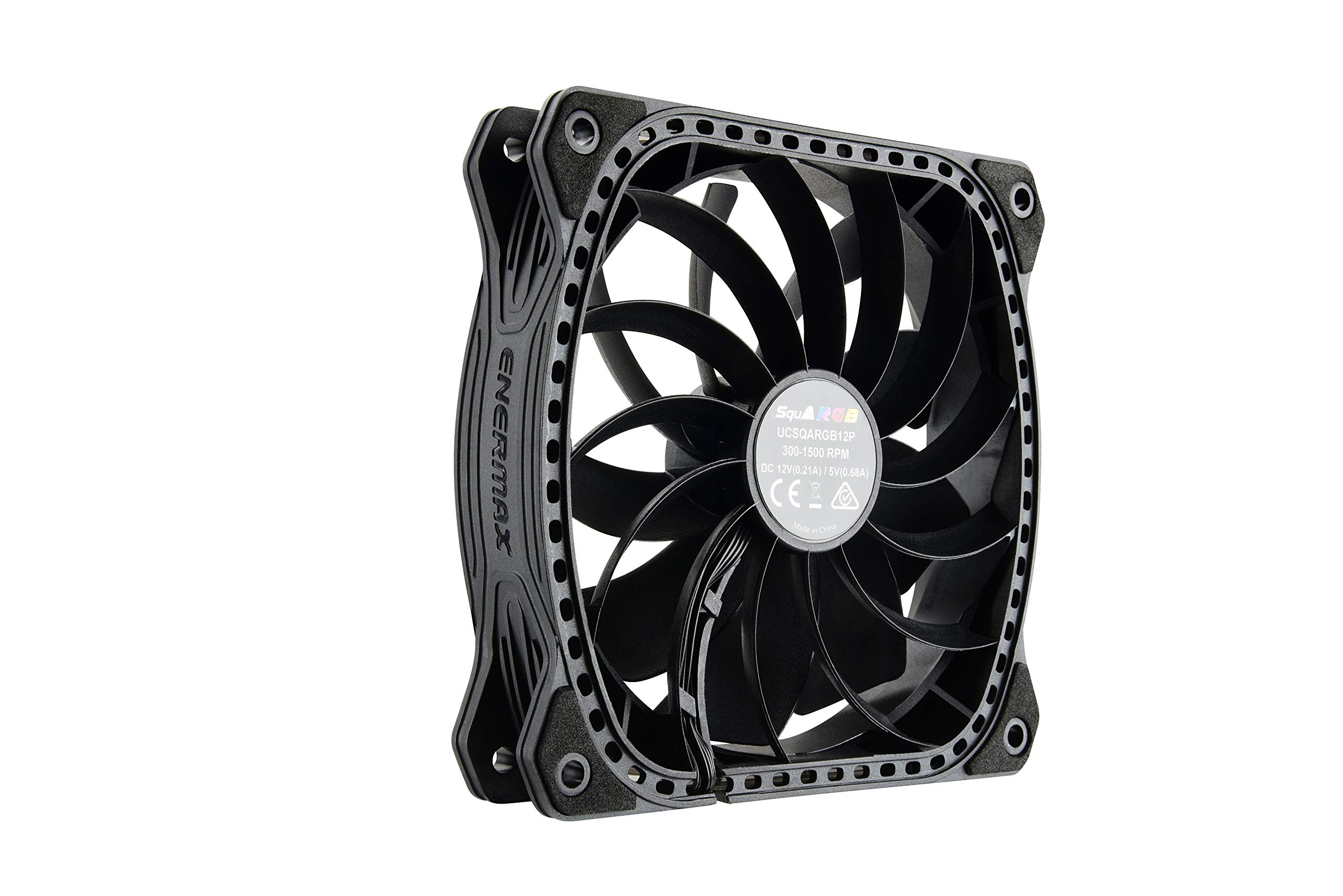 Enermax Squa RGB PWM 120mm Case Fan, Addressable RGB Sync Via Motherboard/Control Box, 3 Fan Pack- Black; UCSQARGB12P-BP3
