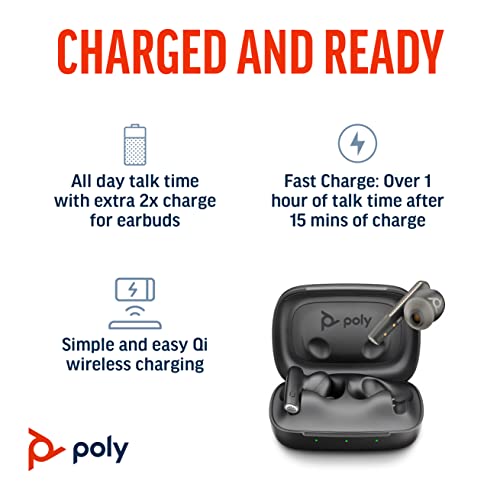Poly Voyager Free 60 UC True Wireless Earbuds (Plantronics) – Noise-Canceling Mics for Clear Calls – ANC – Portable Charge Case – Compatible w/iPhone, Android, PC/Mac, Zoom, Teams – Amazon Exclusive