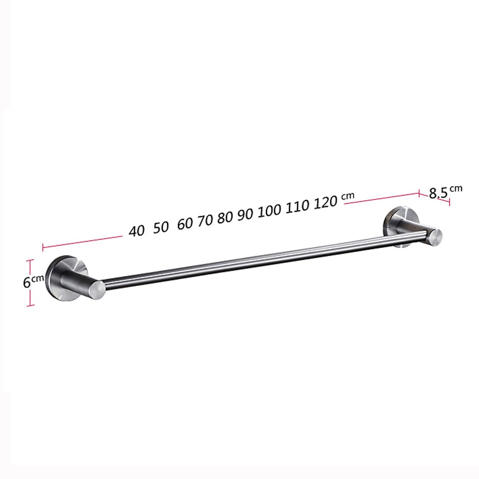 Stainless Steel Towel Bar Rails,80cm 100cm 120cm Large Size Towel Holder Wall Mounted Single Rod for Bathroom, Kitchen or Toilet (Size : 19.7inch(50cm))