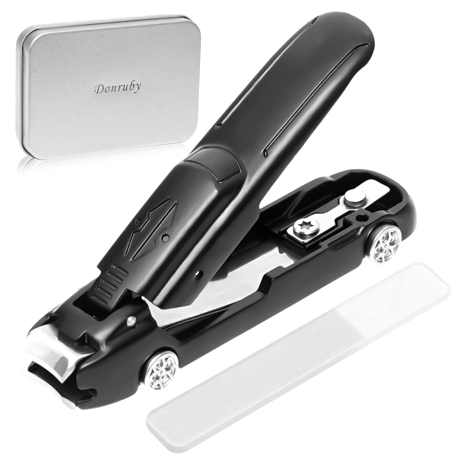 Donruby Nail Clippers Set, Nail Clippers for Men with Catcher - Car Shape Anti-Splash Toe Nail Clippers, Ultra Sharp Sturdy Fingernail and Toenail Clipper Cutters - With Cell Phone Stand Function