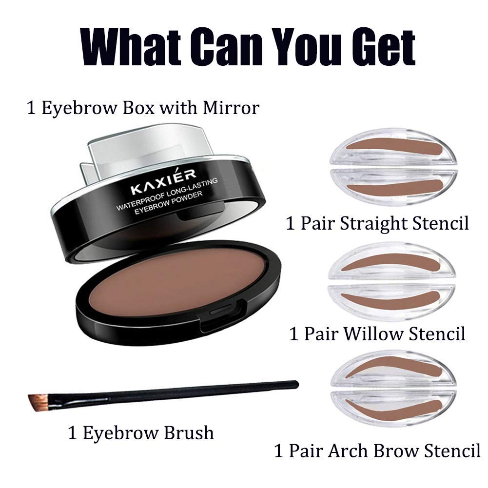 GL-Turelifes 3 Pairs of Seals Eyebrow Stamp with Brow Brush Perfect Eye Brow Power One Second Make Up Nature Brow Makeup Tool (Light Brown)