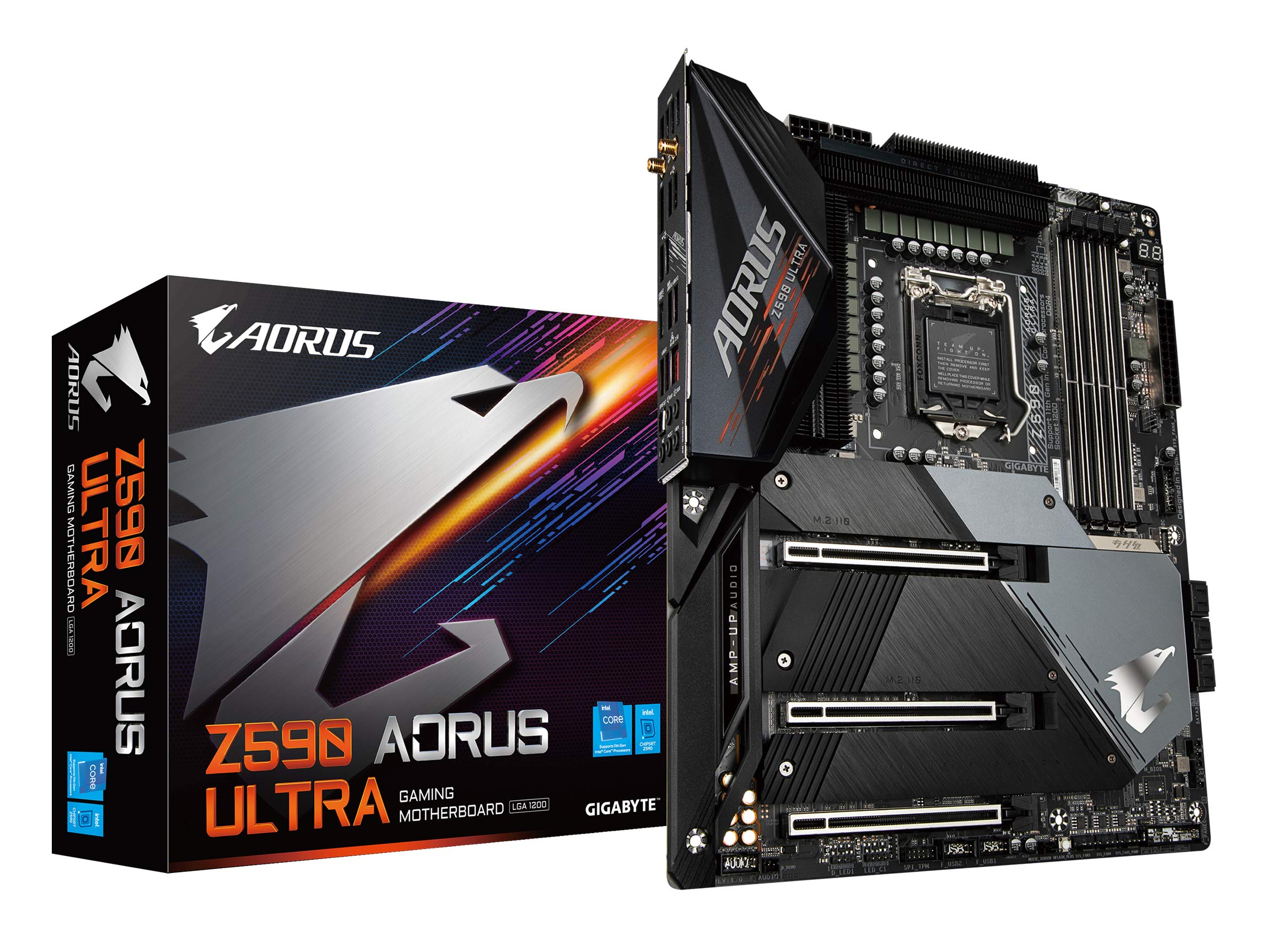 GIGABYTE Z590 AORUS ULTRA (LGA 1200/ Intel Z590/ ATX/ Triple M.2/ PCIe 4.0/ USB 3.2 Gen2X2 Type-C/ Intel WIFI 6/ 2.5GbE LAN/ Gaming Motherboard)