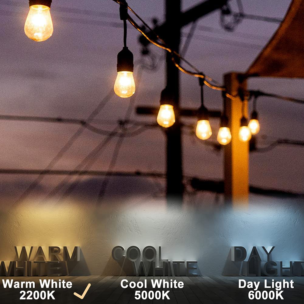 Eyanur15 Pcs Shatterproof & Waterproof S14 Outdoor String Light Bulb–1W S14 led Bulb-Use to Replace 11W, Warm White 2200K,70LM,Plastic Bulbs, E26 Base