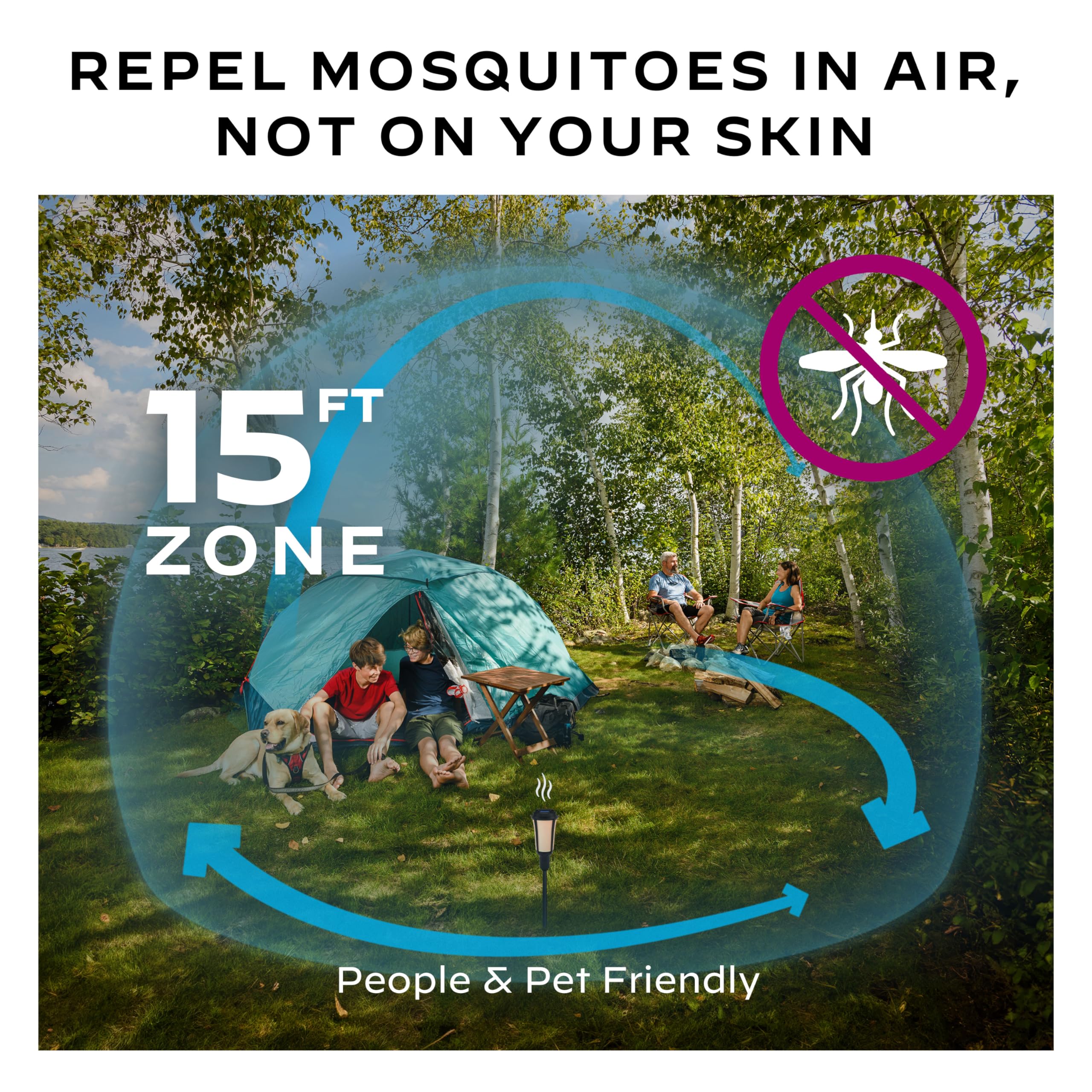 Thermacell Mosquito Repellent Torch; Includes 12-Hour Refill; 15 Foot Zone of Mosquito Protection; Effective Mosquito Repellent for Patio; Bug Spray Alternative; Scent Free