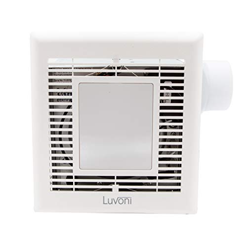 Maxxima Luvoni 80 CFM Bathroom Exhaust and Ventilation Fan - 3000K Warm White 600 Lumen LED Light, Quiet 1.5 Sones Operation, White Grill Ceiling Fan