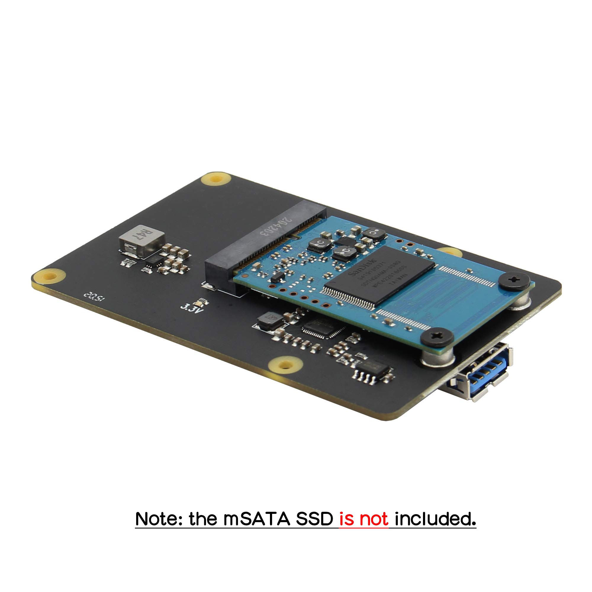 Geekworm for Raspberry Pi 4 mSATA SSD Adapter X857 V2.0, mSATA SSD Expansion Board USB3.0 Module Compatible with Raspberry Pi 4 Model B UASP Supported ONLY