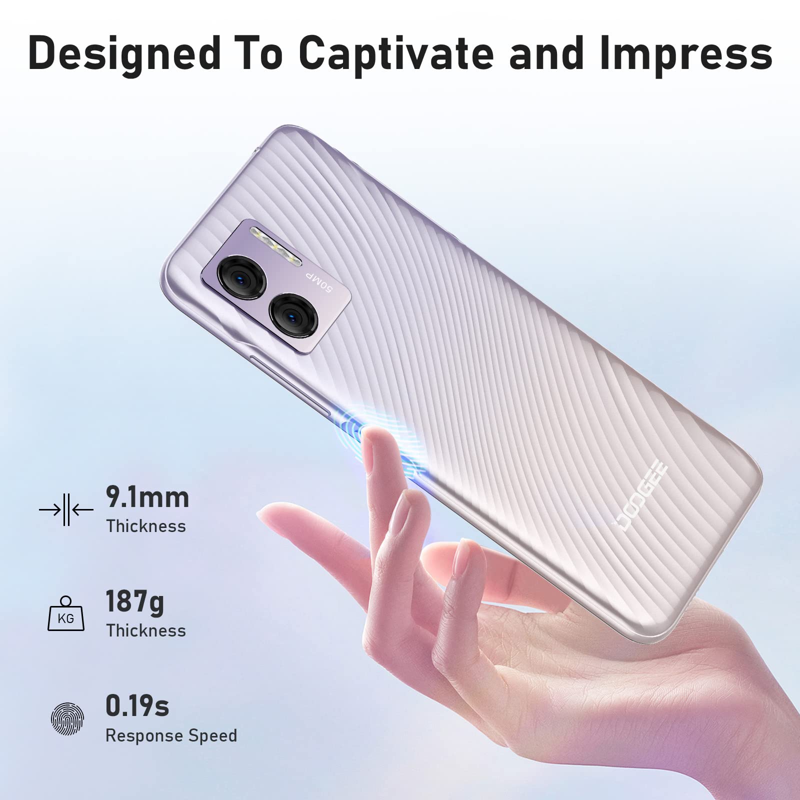 DOOGEE N50 Unlocked Android Phone 2023, 6.52" FHD Smartphone 15GB RAM+128GB ROM (TF 1TB) Android 13 Cell Phones, Octa Core, Dual 4G SIM, 18W PD 4200mAh, 50MP+8MP Camera, US Version