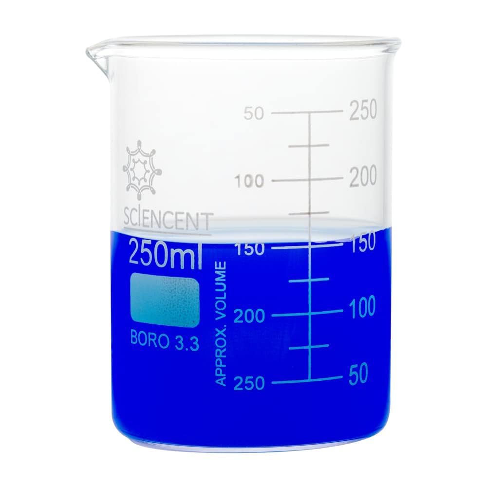 SCIENCENT Glass Beaker 50ml, 100ml, 250ml (Set of 3)