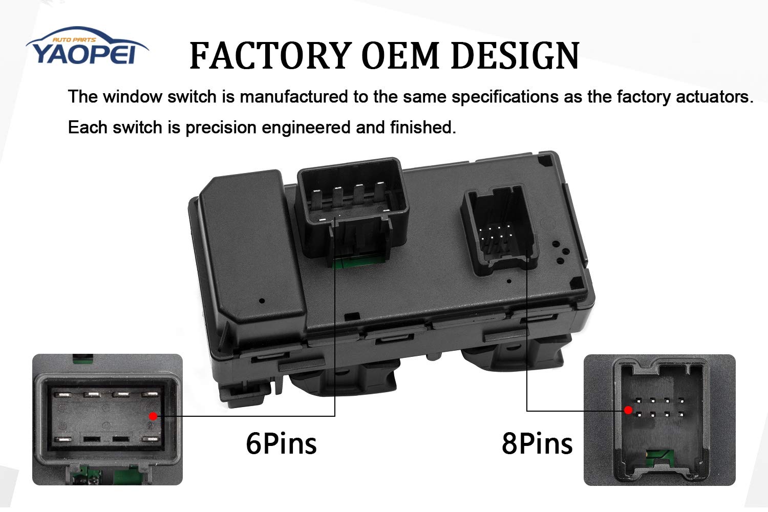 Driver Side Master Power Window Switch for 2007-2013 Chevrolet Chevy Silverado GMC Sierra Traverse HHR 1500 2500HD 3500HD Yukon Buick 25789692 20945129 D1954F129 D1954F