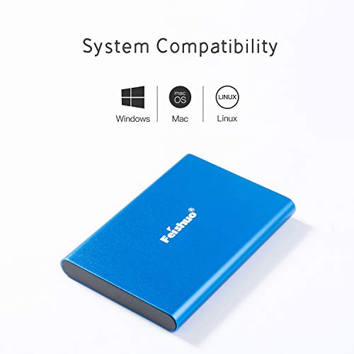 FEISHUO Portable External Hard Drive 1tb, HDD USB 3.0 for PC, Mac, Windows, Linux, Android OS(1 Tb, Blue)