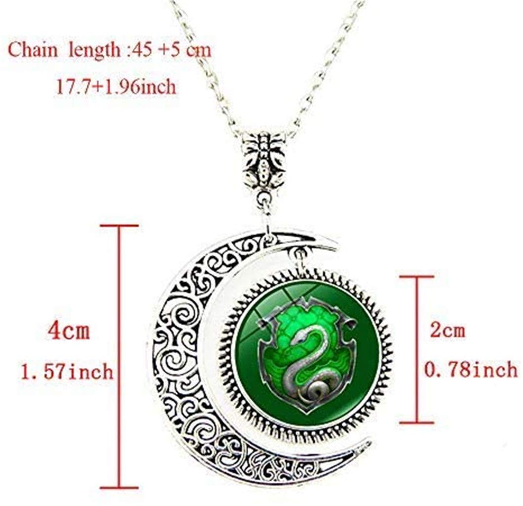 EONGERS Moon Pendant Harry Slytherin Snake Green Silver Charm Crescent Necklace Jewelry Gift for Women