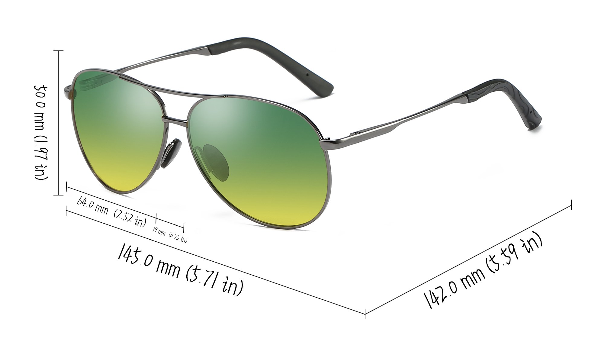 FEISEDY Night Driving Glasses Night Vision Aviator Anti Glare Eyewear for Men Women B2294