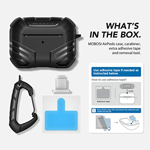 MOBOSI for AirPods Pro 2 Case 2022, Full-Body Shockproof AirPods Pro 2nd Generation Case with Keychain, Vanguard Armor Military Grade Hard Shell AirPod Pro 2 Case Cover for Men Women, Black
