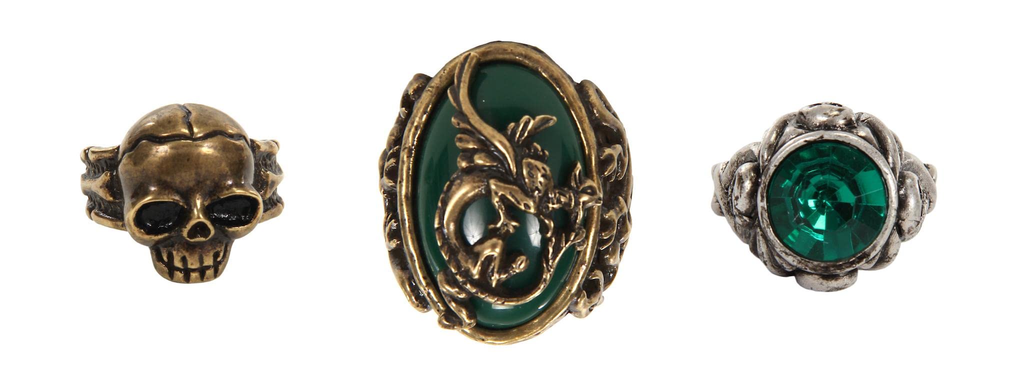 elope Disney Pirates of the Caribbean Jack Sparrow Costume Ring Set for Adults and Teens