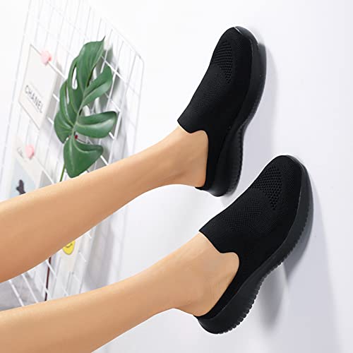 FASDNENDYS Walking Shoes for Women Arch Support Slip On Breathable Comfortable Womens Sneaker Booties and Boots Black