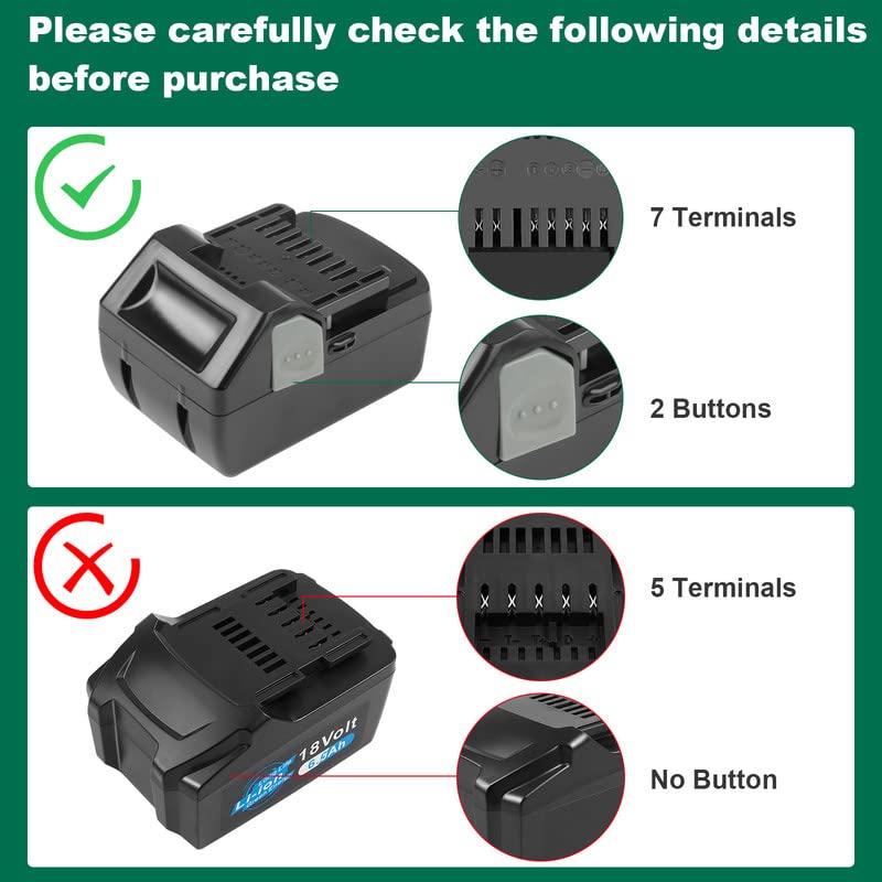 Fancy Buying [2 Pack] 6000mAh 18V Replacement Battery Compatible with Hitachi BSL1815X BSL1830C BSL1815S BSL1830 339782 330139 330557 Lithium-Ion Slide Style Battery