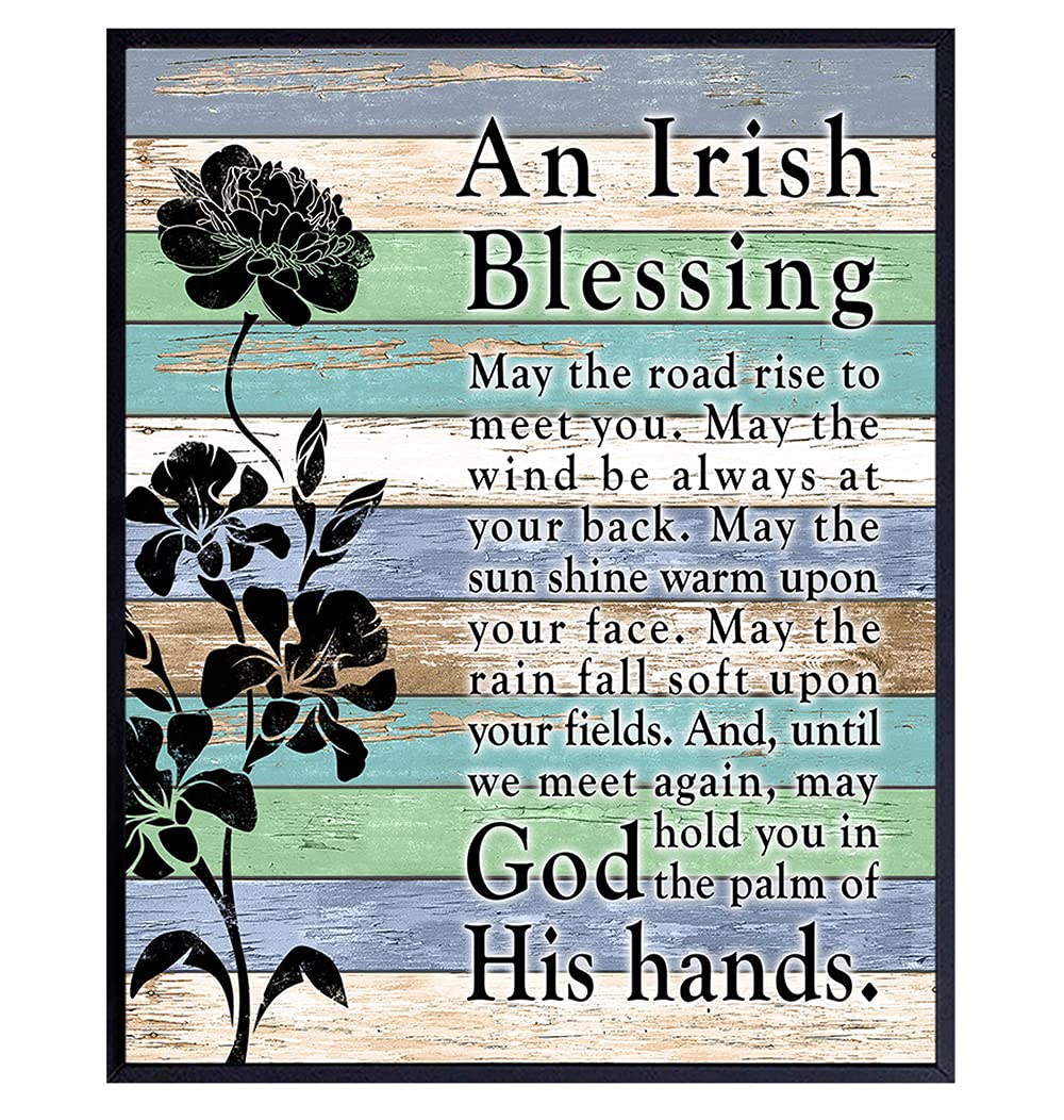 May The Road Rise To Meet You Irish Blessing Wall Decor - Irish Decor - Irish Quotes Wall Decor - Positive Inspirational Quotes Poster Sign Decorations - Sayings for Wall Decor - Uplifting Gifts