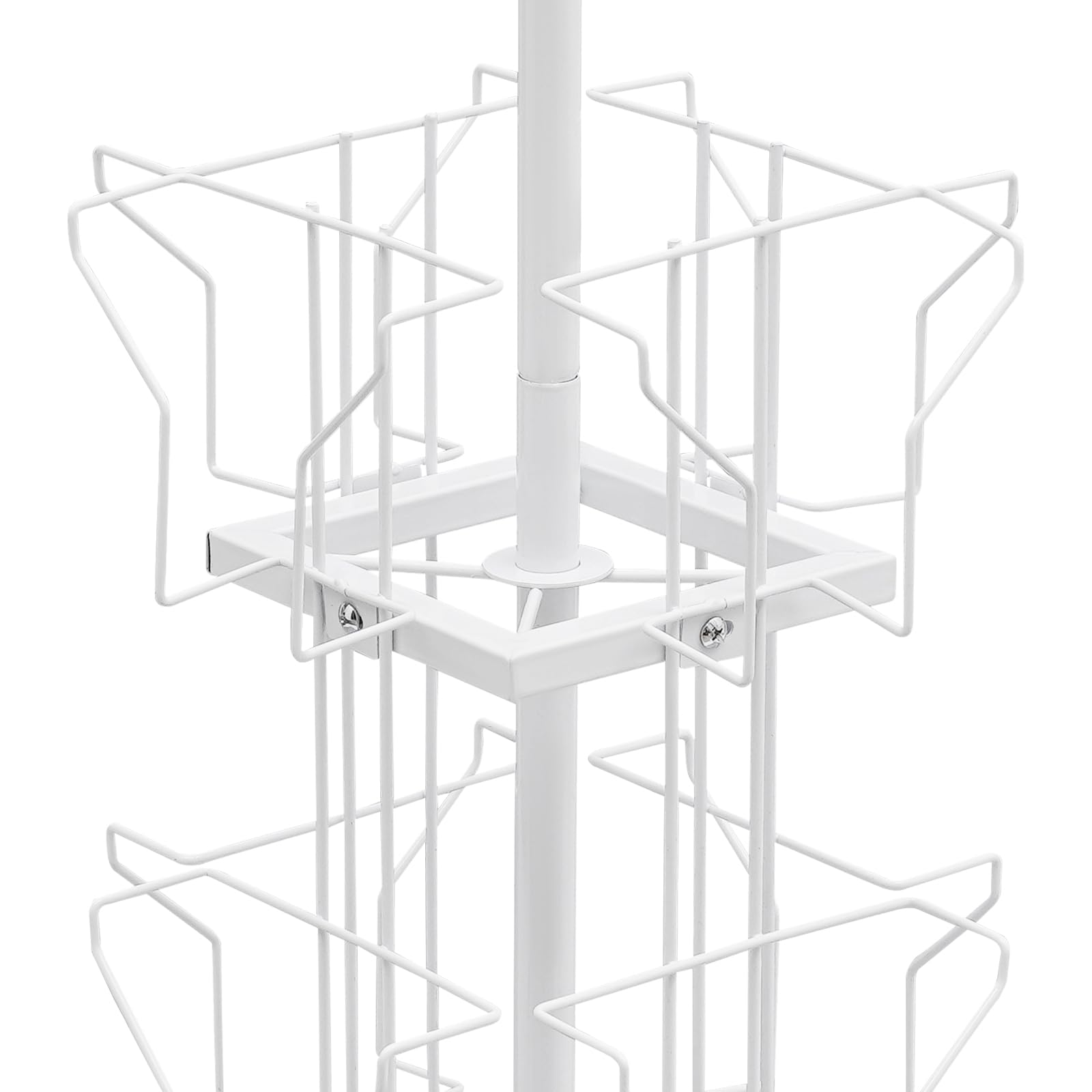 JAJADAH Rotating Greeting Card Rack, Display Stand Spinning Floor Stand, Pocket Rotating Holder for Classroom Office Library & Shopping Mall (3 Tiers - White)