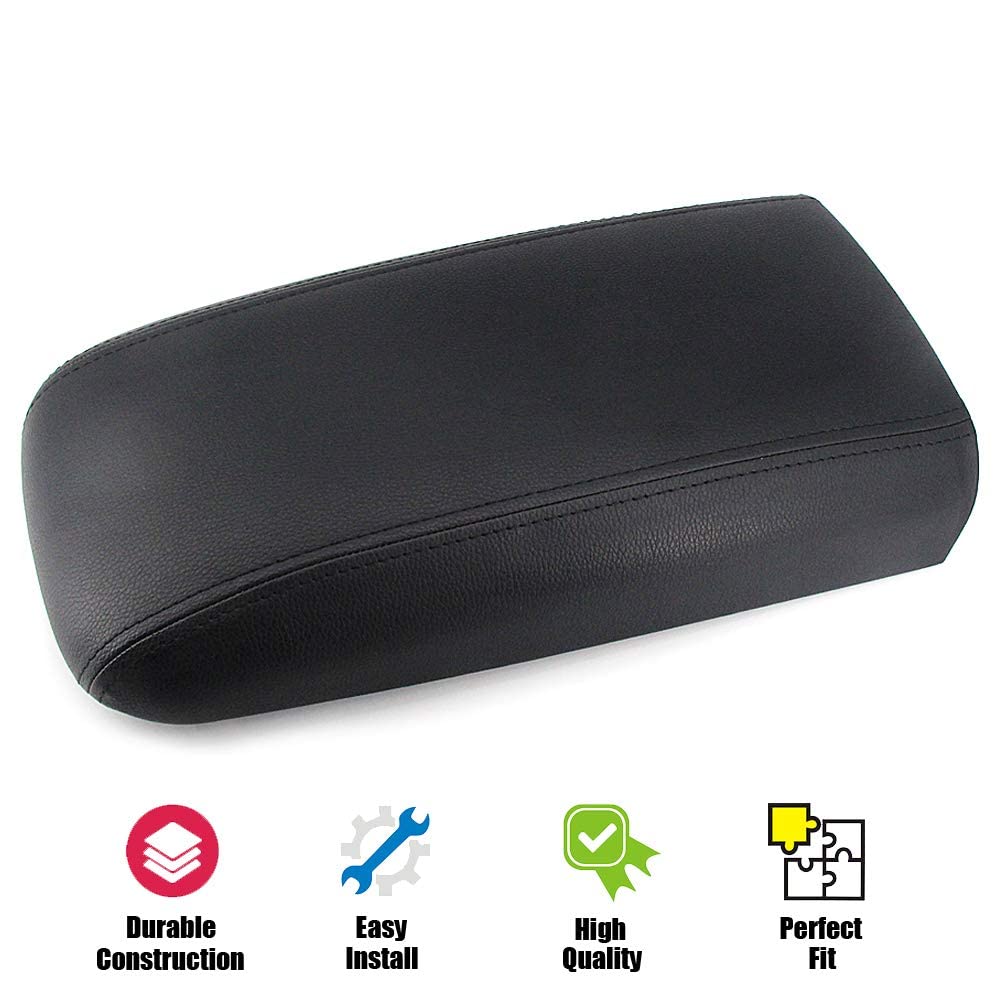 FEXON Center Console Lid Armrest Cover Kit Compatible with Buick Rainier 2006-2007 GMC Envoy Chevy Trailblazer 2006-2009 Replaces 25998844 Black