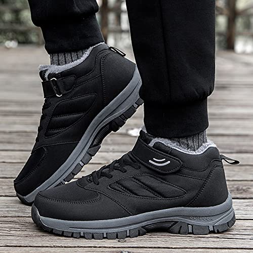 FASDNENDYS Waterproof Winter Boots Couple Models Men's Middle Aged and Elderly High Top Mens Sneaker Shoes Size 10 New Black