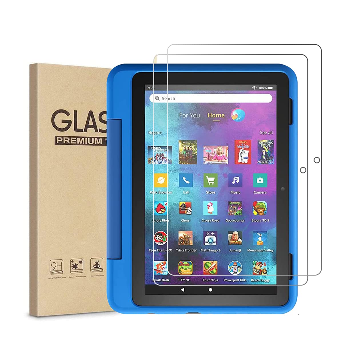 Durora [2 Pack] Fire HD 8 Plus/8 Kids Pro (2020/2021/2022 Release) Screen Protector, Tempered Glass Screen Protector with 2.5D 9H HD Clear Transparent Ultra thin Protective Film glass