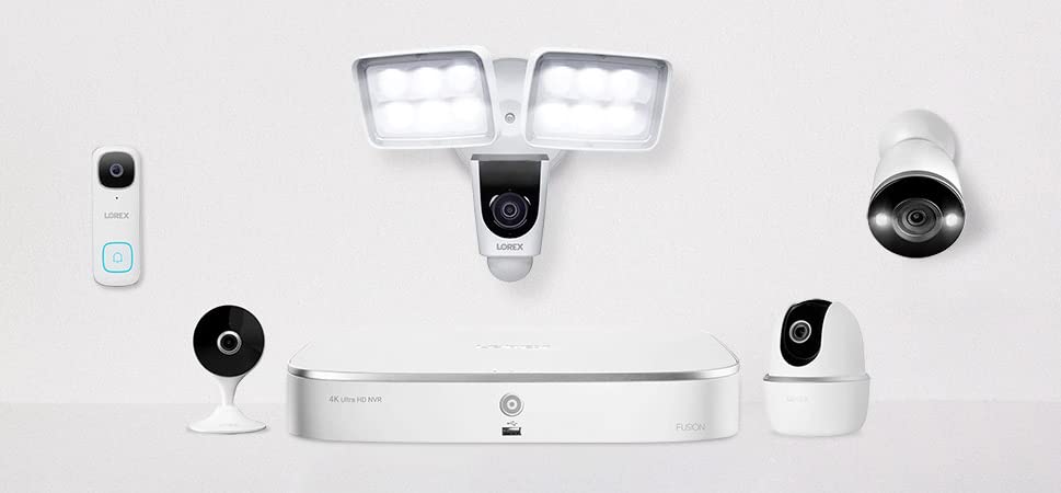 Lorex Fusion 4K 16-Channel (8 Wired and 8 Wi-Fi) 2TB Wired NVR System with 4 Bullet Cameras Featuring Smart Security Lighting