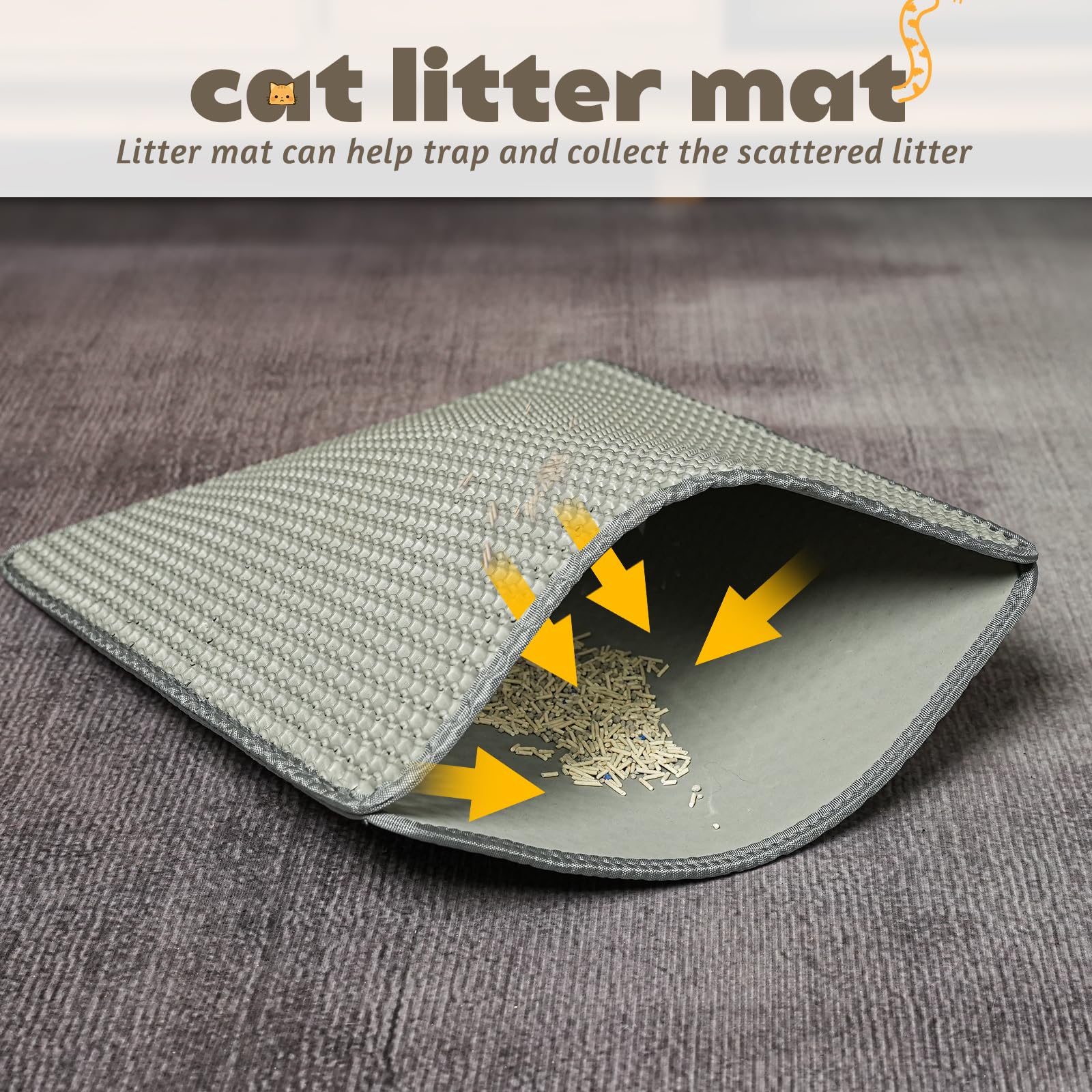 Eiiel Medium Cover Cat Litter Box with Lid,with Litter Double Layer Mat,Litter Box Enclosed Nonstick Litter Pan Durable Standard Litter Box, Great for Small & Medium Cats,7.14x16.1x20.5 Inches