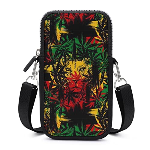 Jamaica Rasta Lion Cell Phone Purse Lightweight Cross-body Shoulder Bag Card Wallet for Women Men