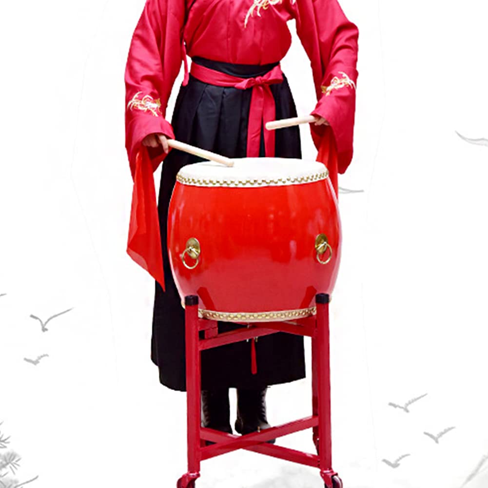 FFYUEEE Traditional National Musical Instrument, Cowhide Drum, Dragon Drum, Court Drum, War Drum, Bass Drum, Chinese Red Gong and Drum, 40-250Cm,A,40CM
