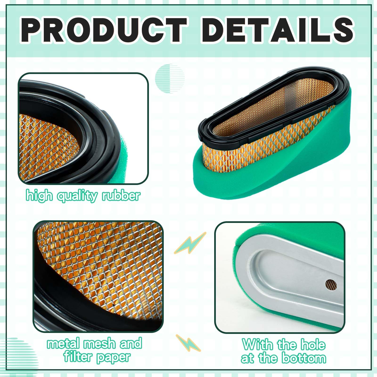 Glooglitter 496894S 496894 493909 Air Filter with 272403S 272403 Pre Filter Compatible with LG496894JD LG496894S GX85 Craftsman 12.5-17HP 5053K Lawn Mower Air Filter(4 Pack)